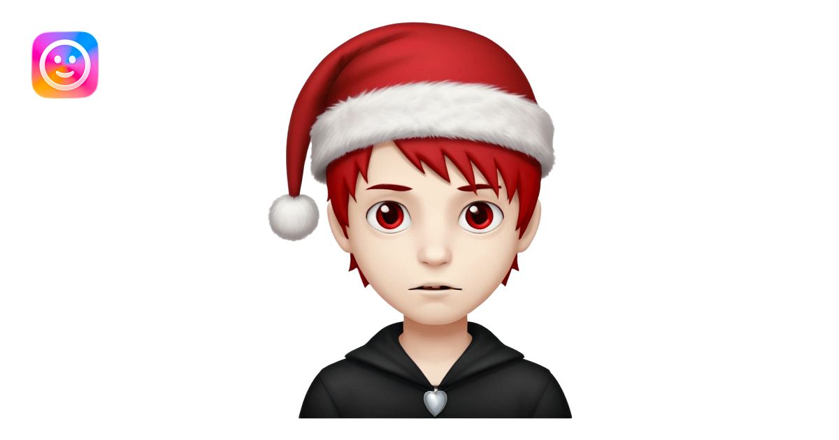 pale emo vampire boy with Christmas hat emoji | AI Emoji Generator
