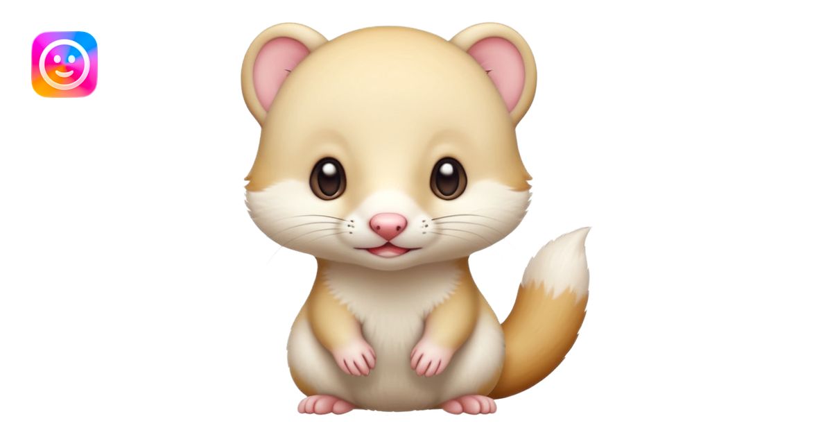 White cute Kawaii adorable stoat-weasel-hybrid emoji | AI Emoji Generator