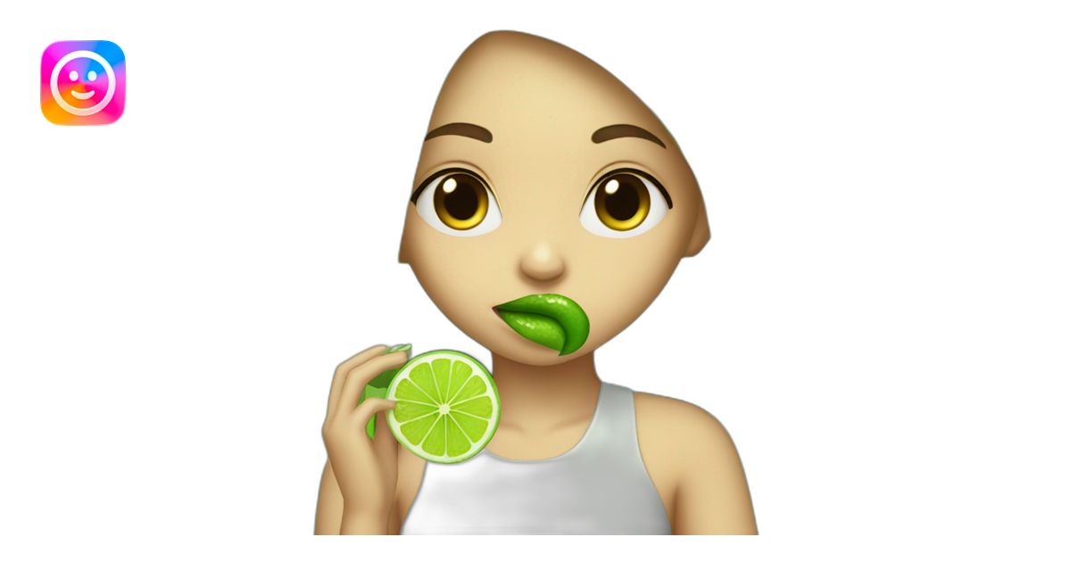 girl with green lips eating a lime emoji | AI Emoji Generator