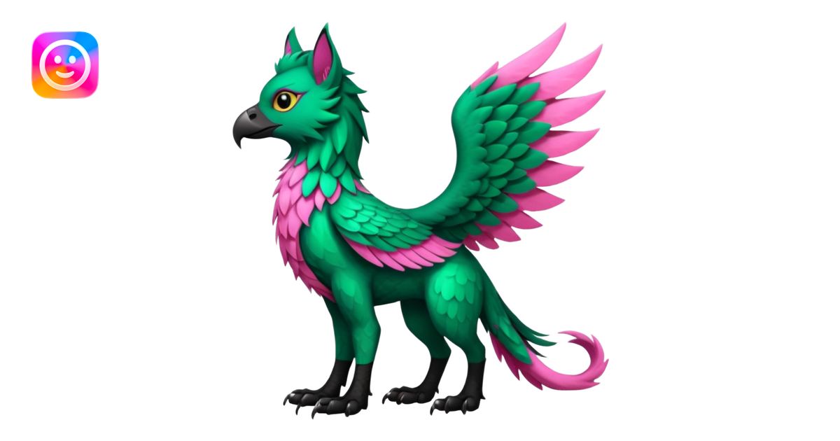Emerald-green gryphon-Trico-fusion-hybrid with a long tufted tail ...