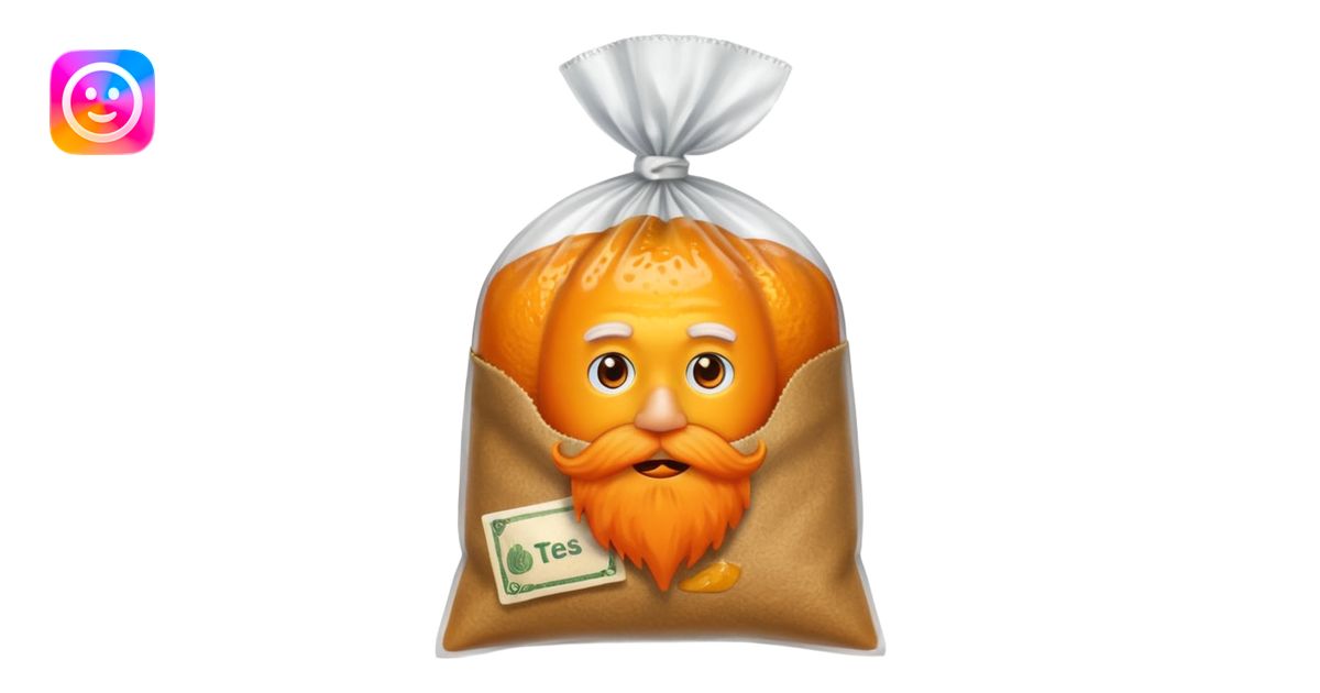 a teabag with orange beard at the ends of the bag emoji | AI Emoji ...