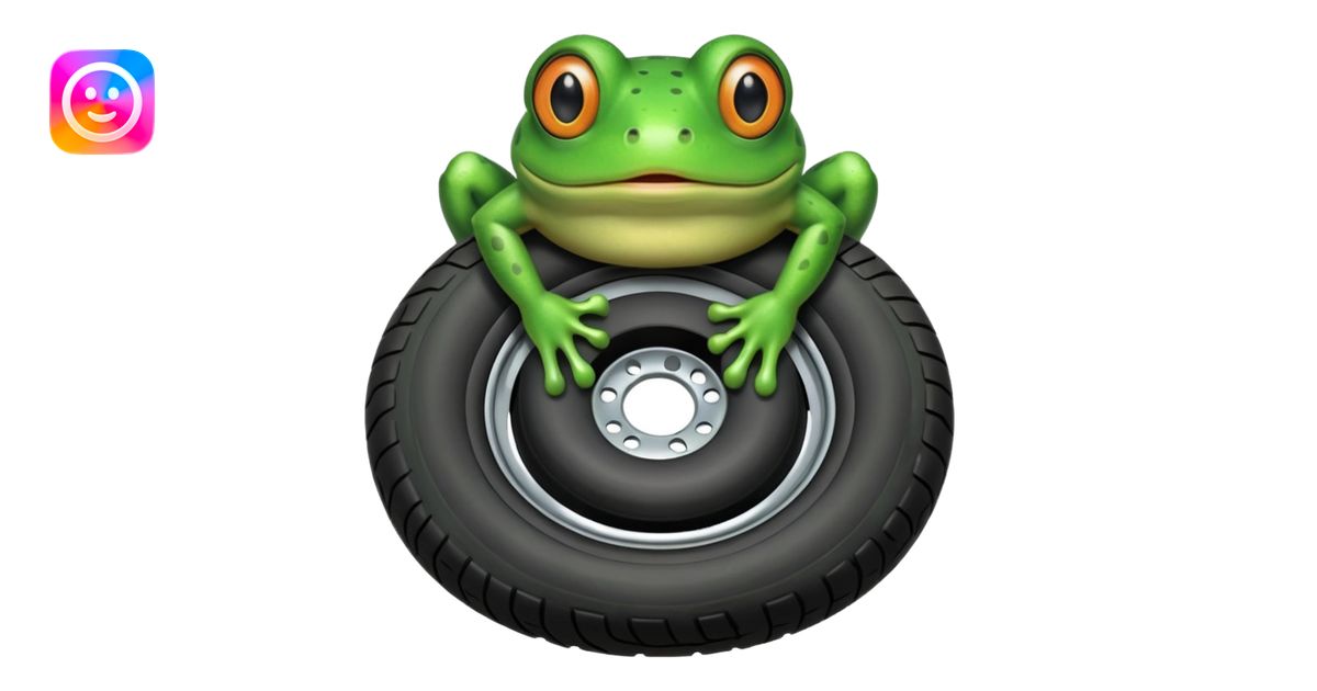 Frog Has Tire Body emoji | AI Emoji Generator