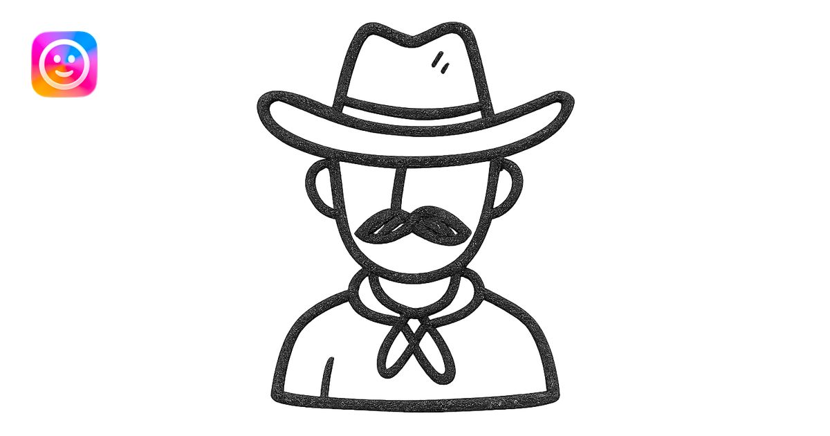 minimal sketchy cowboy, hand drawn black outline icon | AI Emoji Generator