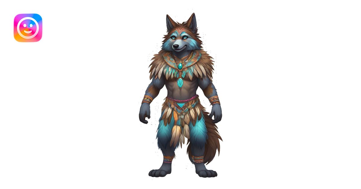 Anthro Fluffy Colorful Shy Spiritual Shamanic WereWolf-sona With Shiny ...