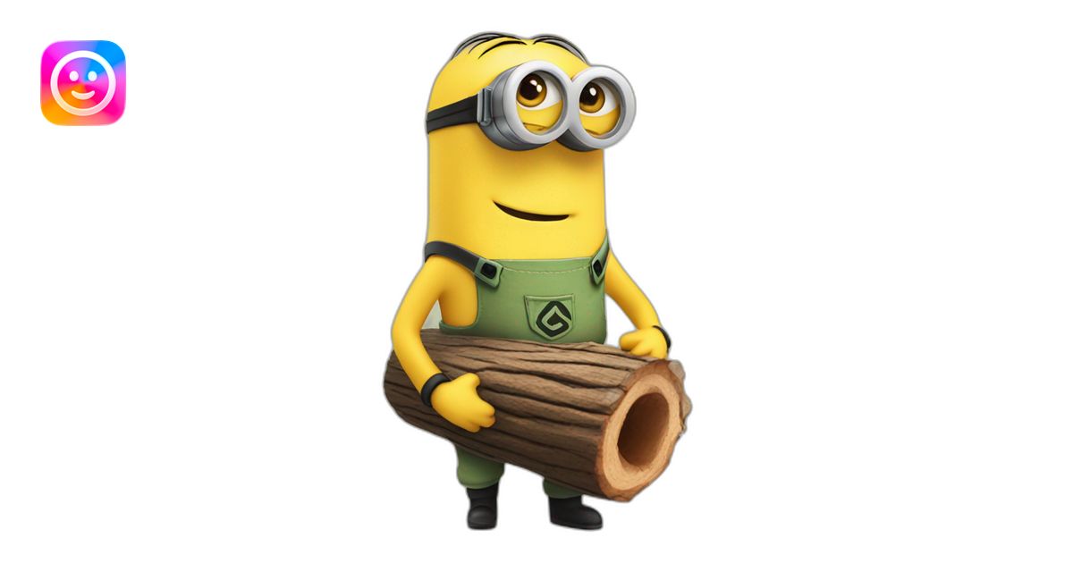 cute minion hugging a log emoji | AI Emoji Generator