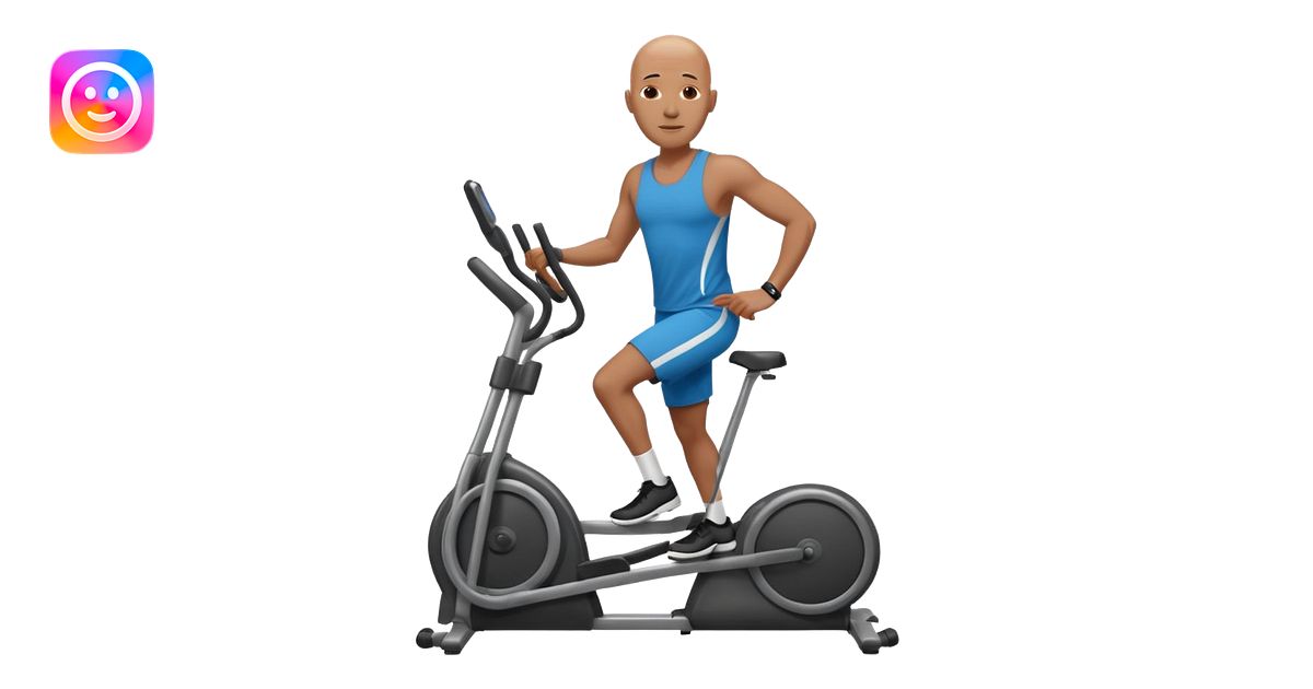 bald African American man on elliptical machine emoji | AI Emoji Generator
