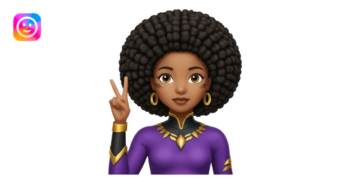 Black girl with Afro doing the wakanda forever gesture emoji | AI Emoji ...