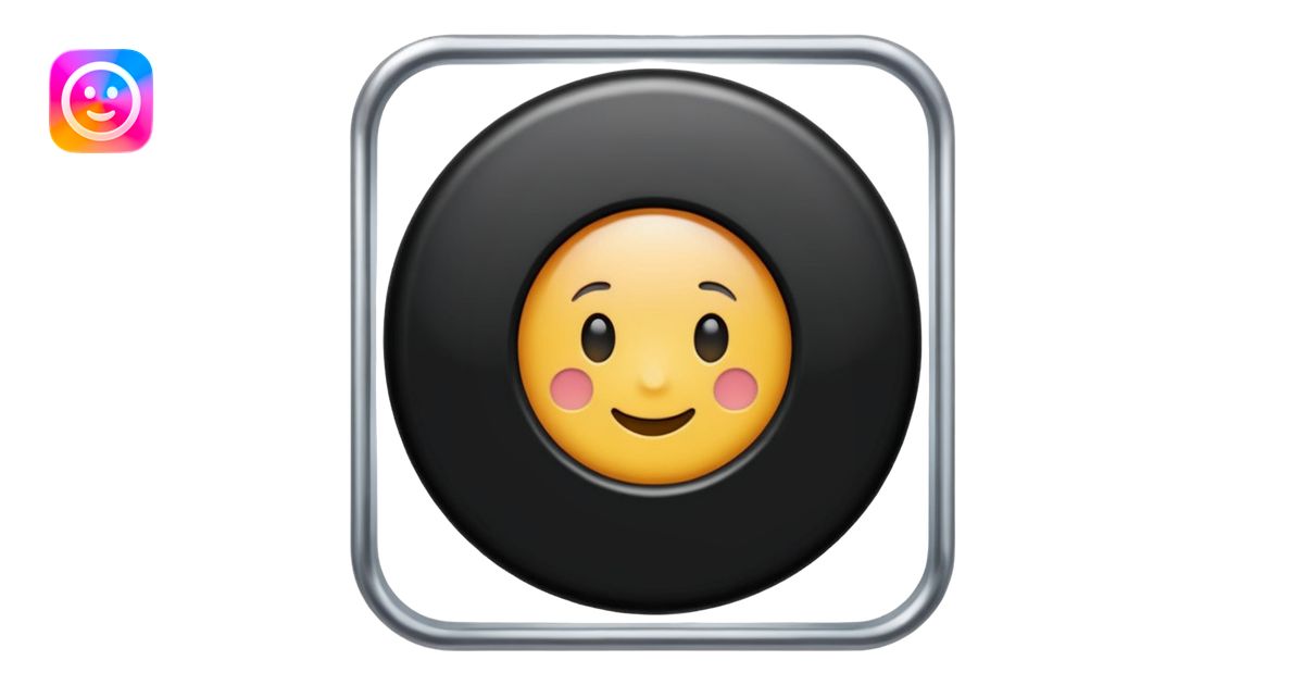 small rubber circle in a small plastic square emoji | AI Emoji Generator