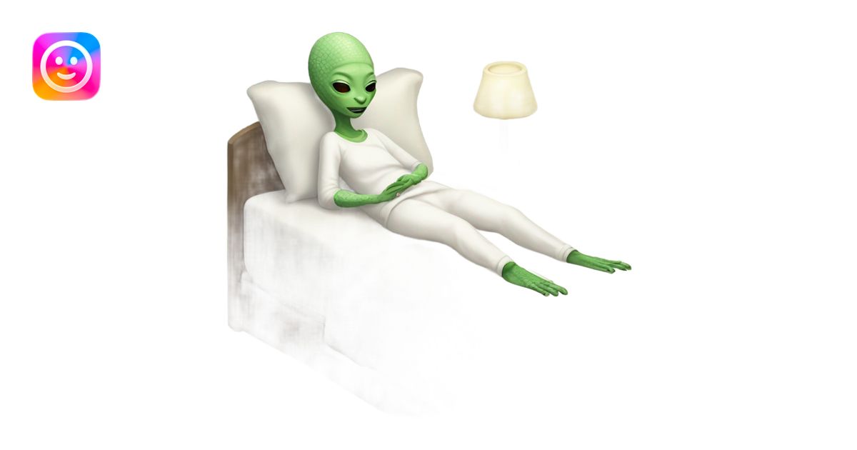 Reptilian alien woman, in white in pajamas, sleeping to bed emoji | AI ...