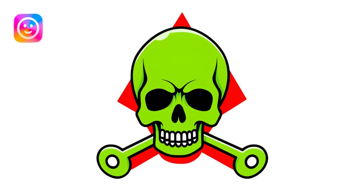 placa de perigo vermelha com crânio de caveira image | AI Emoji Generator