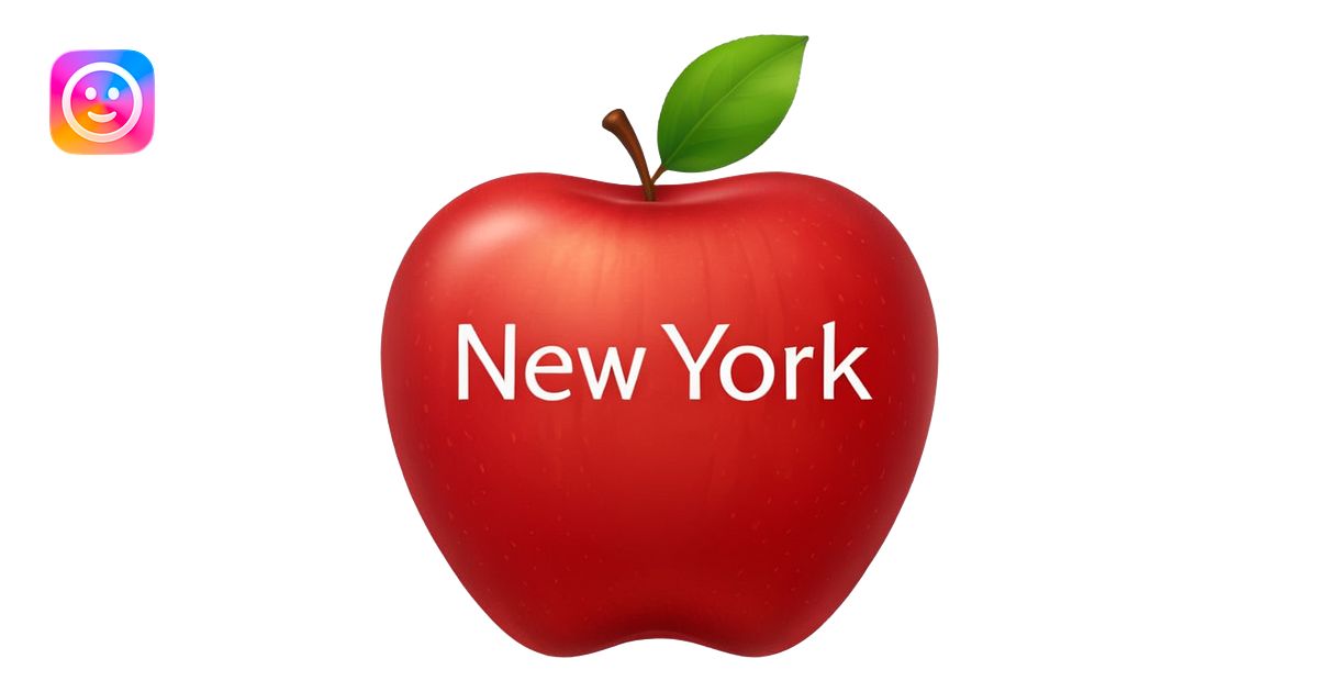 Manzana con el nombre de New York dentro emoji | AI Emoji Generator