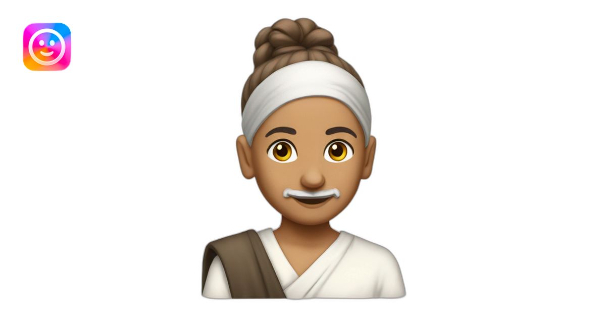 mahatma ghandi but with ariana grande's ponytail emoji | AI Emoji Generator