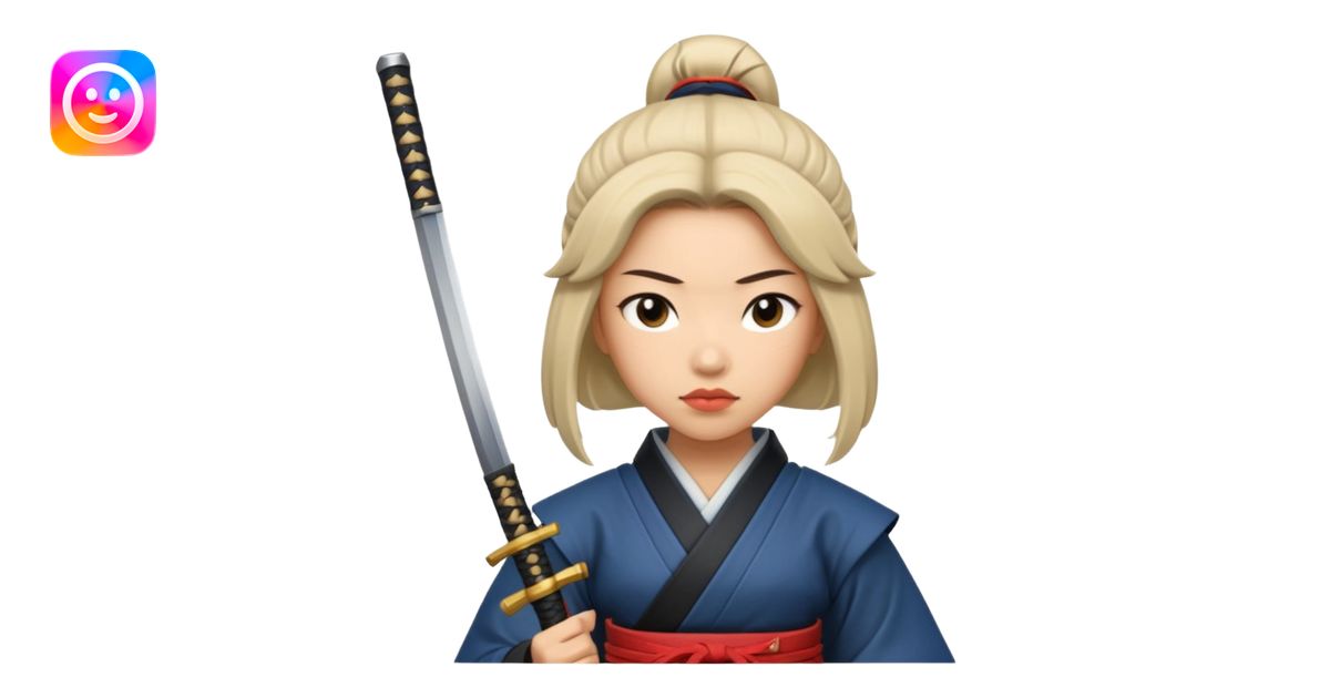 lady samurai holds katana, still pose. emoji | AI Emoji Generator