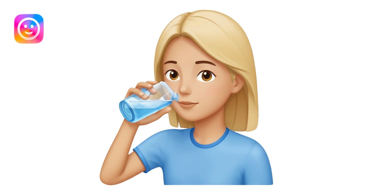 Emoji of a person drinking water, healthy and refreshing feeling ...