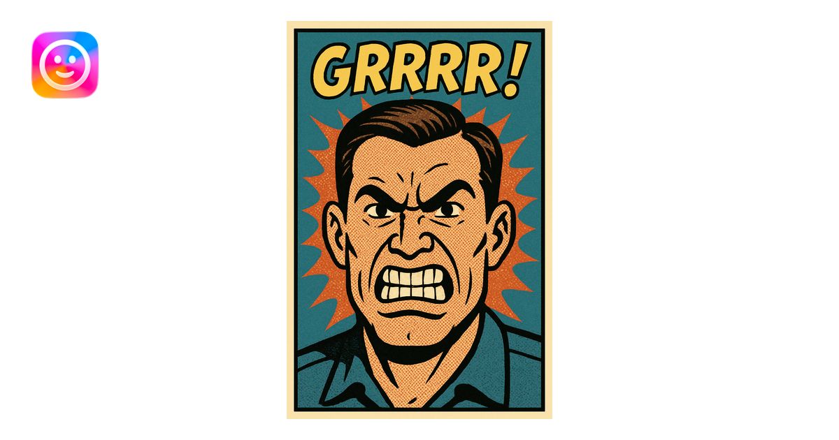face making a 'grrrr' expression, teeth bared, angry, cartoon style ...