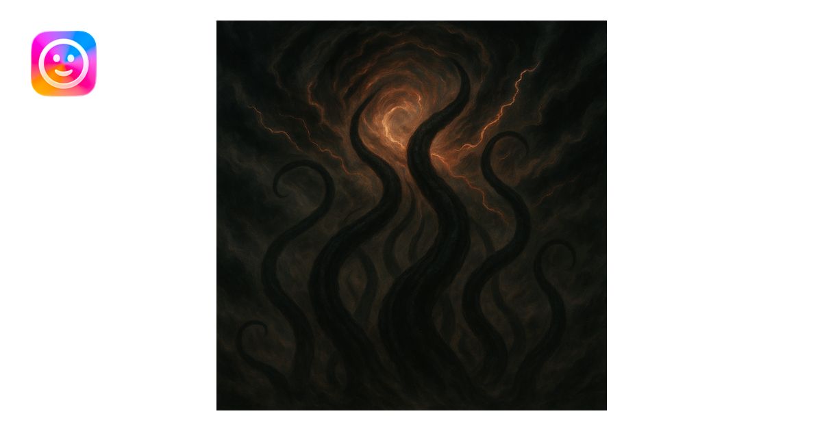 Show only the tentacles emerging from the vortex in the sky, no visible ...