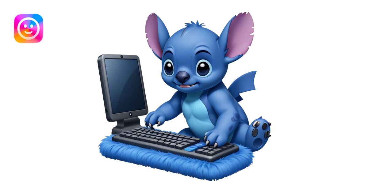 Stitch playing Computer Games emoji | AI Emoji Generator