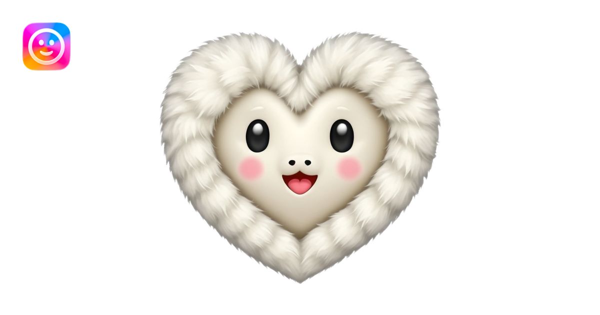 white fur heart, large clumps of wool emoji | AI Emoji Generator