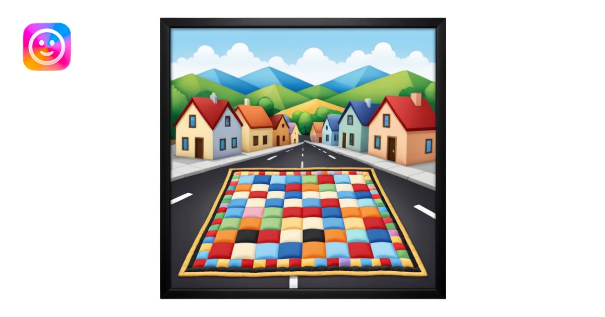 A Block saying "wifi" lying on a street in a quilt village emoji | AI ...