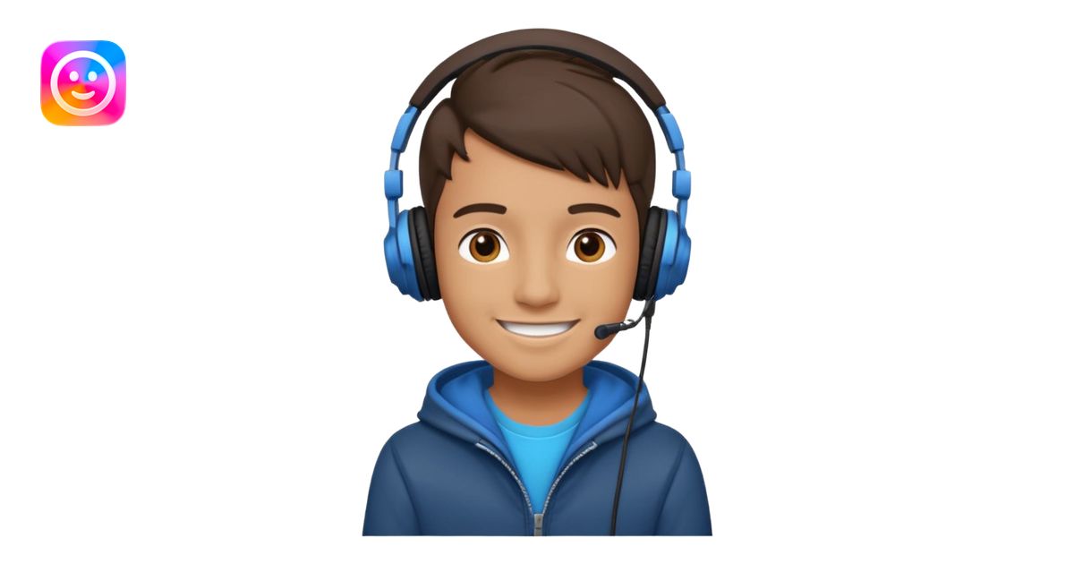 GenZ boy with headphones on and look like editor emoji | AI Emoji Generator