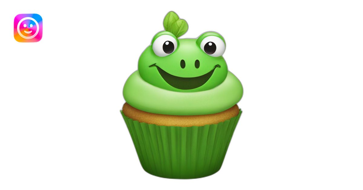 smiley green froggy cupcake emoji | AI Emoji Generator