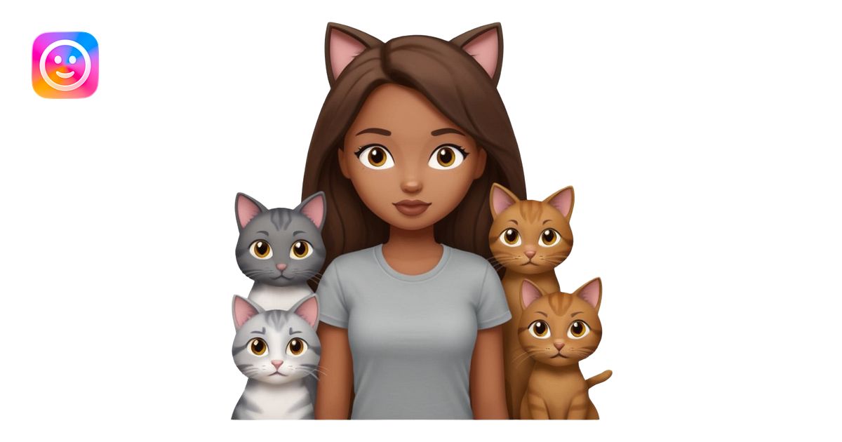 a pretty bratz dusky girl with long brown hair with six cats nd wearing ...