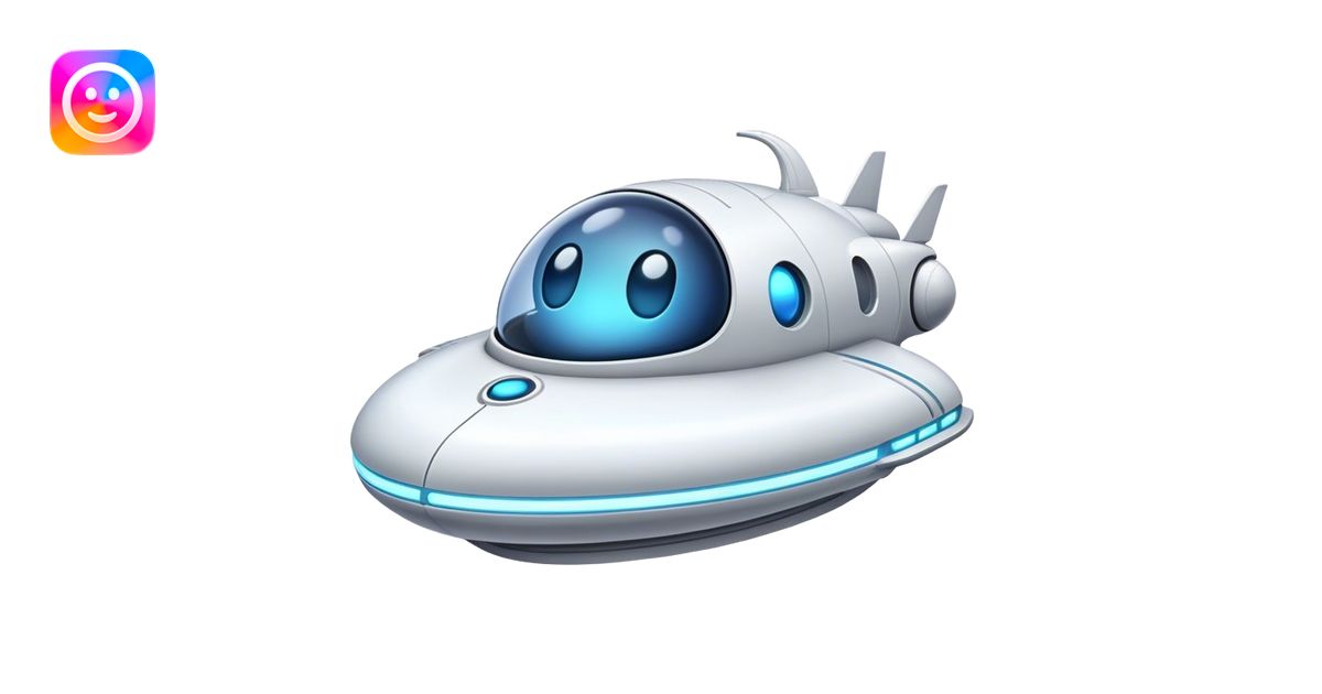 Design a simple, friendly spaceship with a smooth, rounded shape. Add a ...