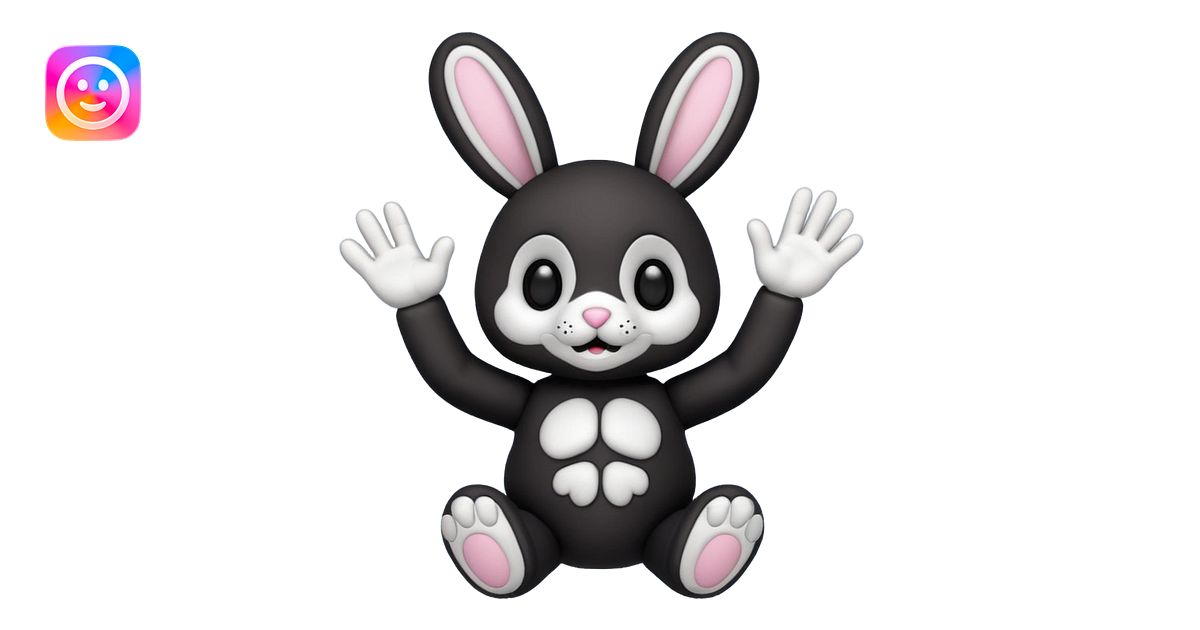 Emoji pour twitch d'une peluche lapin squelette noir qui dit bonjour ...