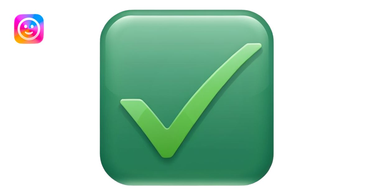 flat check mark symbol in green emoji | AI Emoji Generator