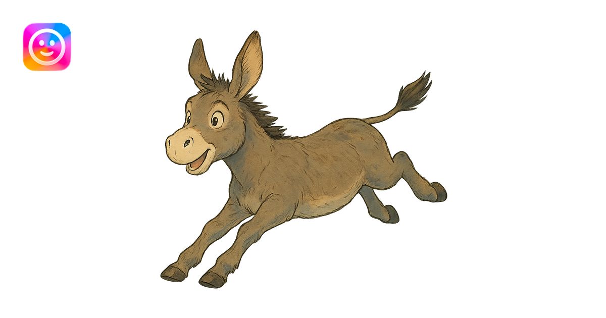 ghibli style donkey flying in the air illustration | AI Emoji Generator
