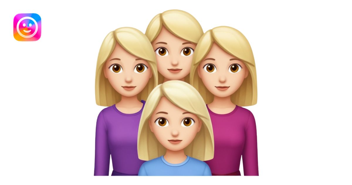 Five fair-skinned girls emoji | AI Emoji Generator