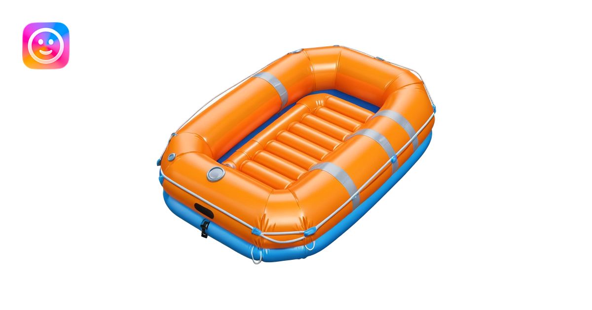 3D render of Life Raft made of shiny inflatable vinyl, visible seam ...