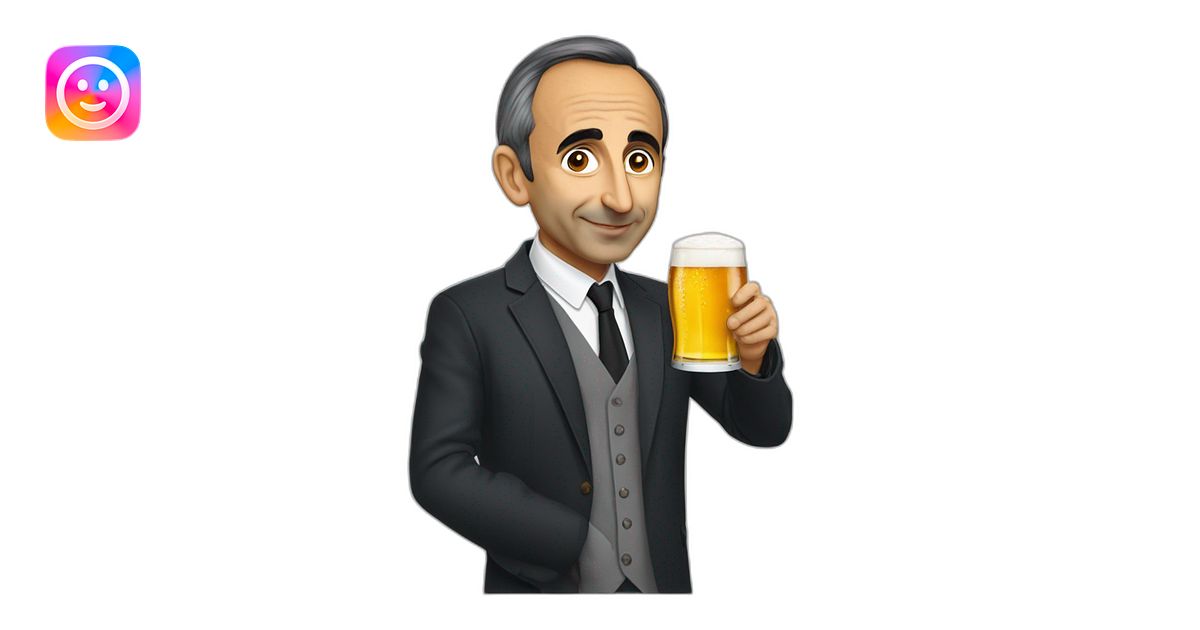 Eric Zemmour buvant une bière emoji | AI Emoji Generator