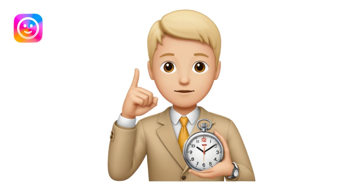 Emoji saying now maybe a watch and ur pointing at it like times up ...