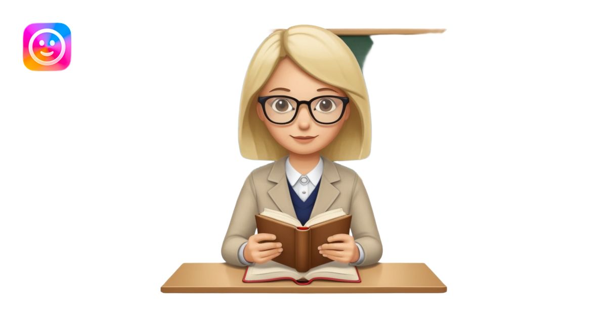 Teacher marking book in the staffroom emoji | AI Emoji Generator