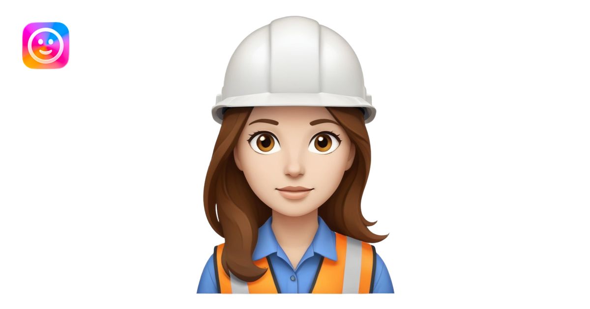 Female engineer with white safety helmet and long hair emoji | AI Emoji ...