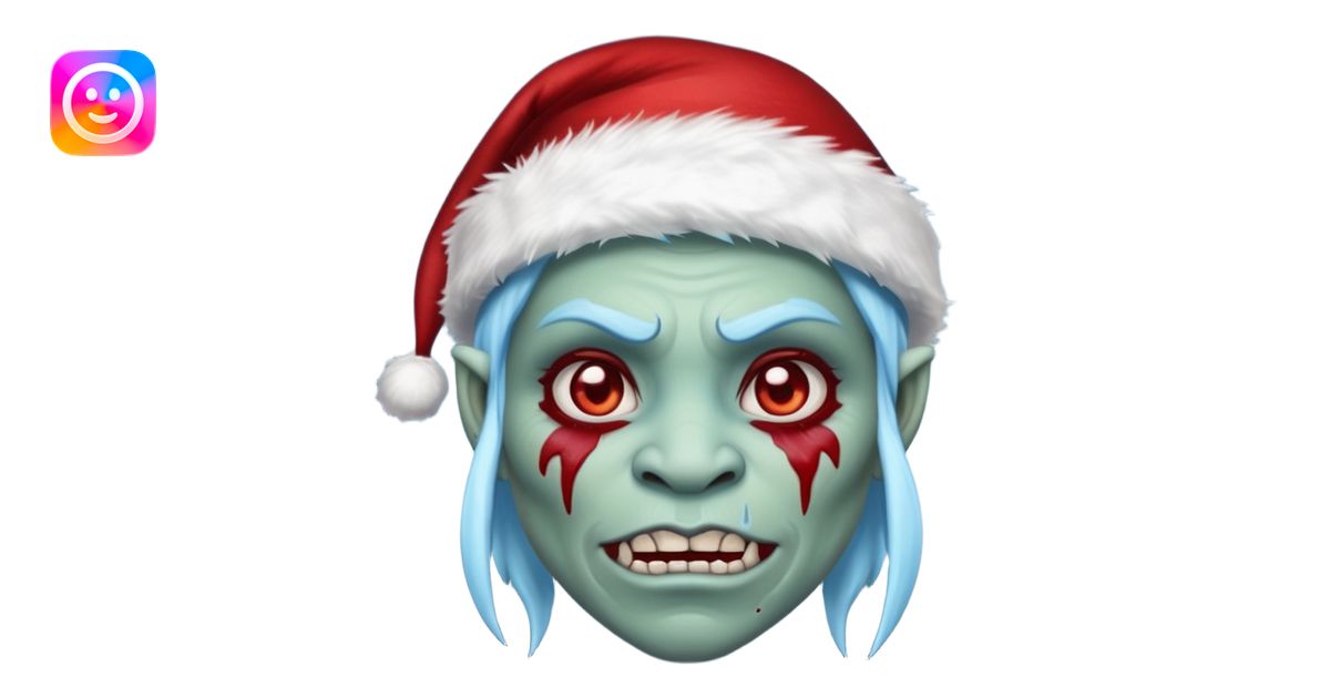 Fantasy orc portrait emoji, Santa Claus hat with icy texture, frozen ...