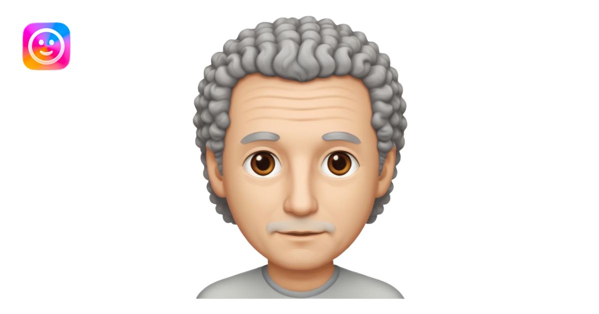 Illustrated emoji of a middle aged man with receding grey curly hair ...