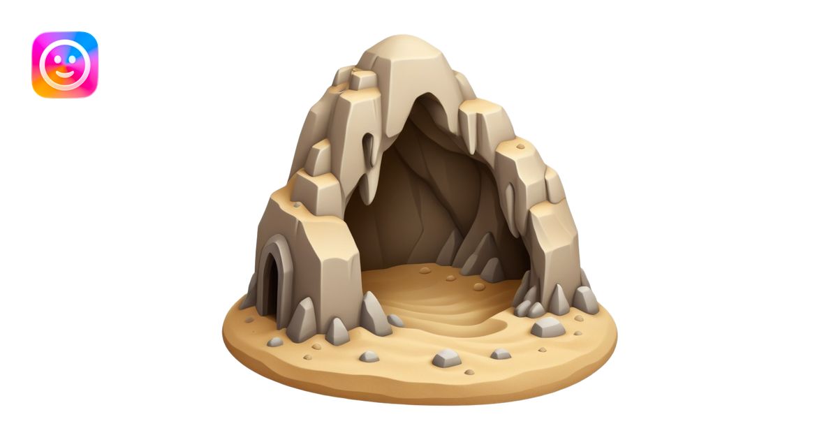 generate realistic detailed cave in 3d style with sand emoji | AI Emoji ...