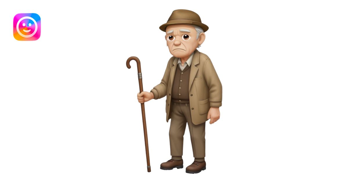 Old man leaning on a walking cane and holding his crancky back with his ...