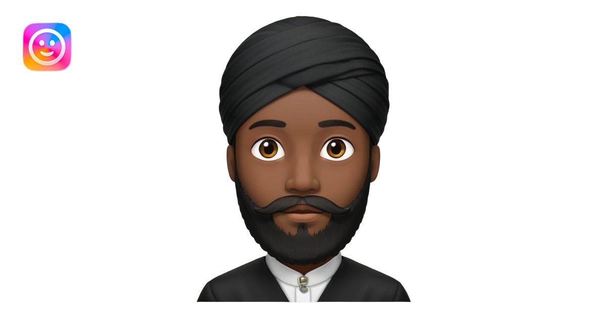 Make me an emoji of a man wearing a black turban and a beard. emoji ...
