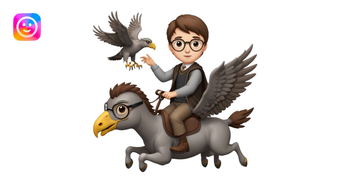 harry potter riding buckbeak emoji | AI Emoji Generator