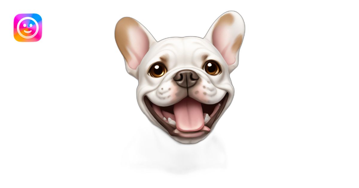 happy white with brown French Bulldog emoji | AI Emoji Generator