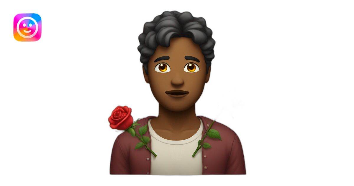 Sad enjoy with a rose on head emoji | AI Emoji Generator