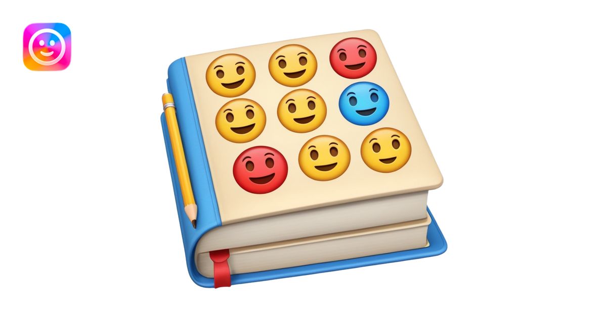 A textbook with the letters of "emoji" on its cover, where the word ...