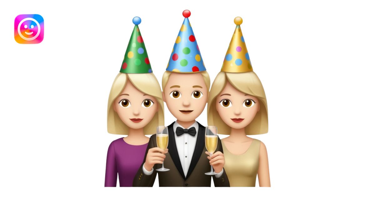 strong team of 3 partying together emoji | AI Emoji Generator