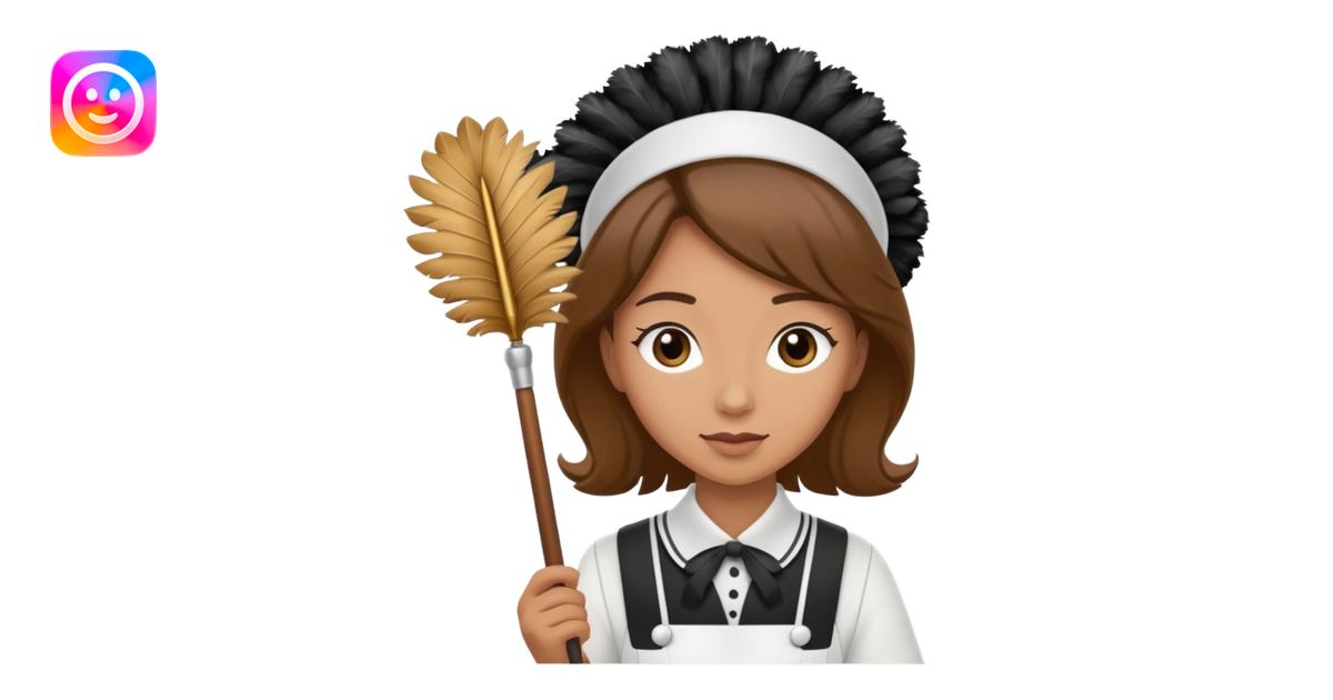 Maid with duster emoji | AI Emoji Generator