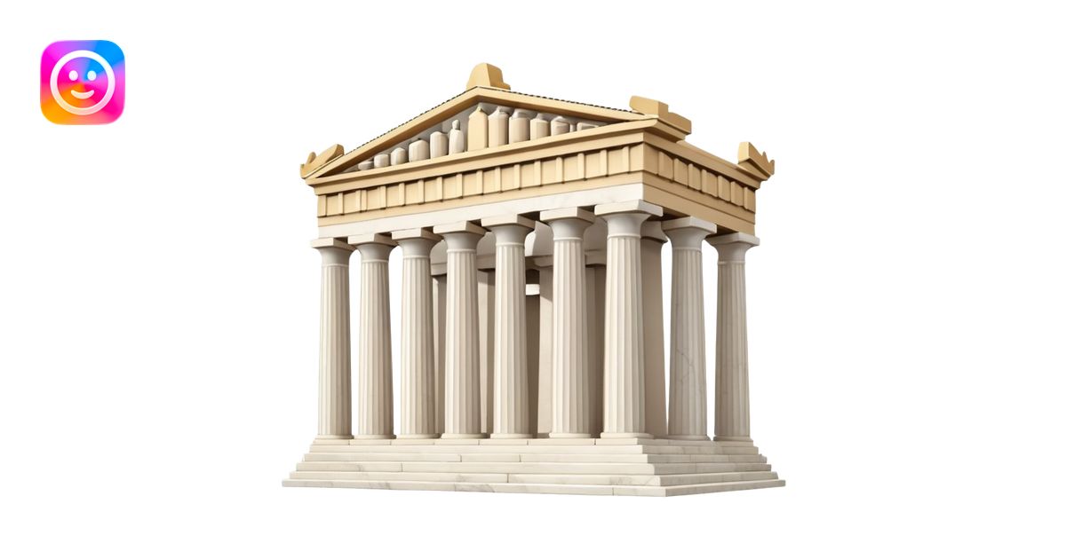 An emoji of the ancient Greek Parthenon temple. It is depicted as a ...