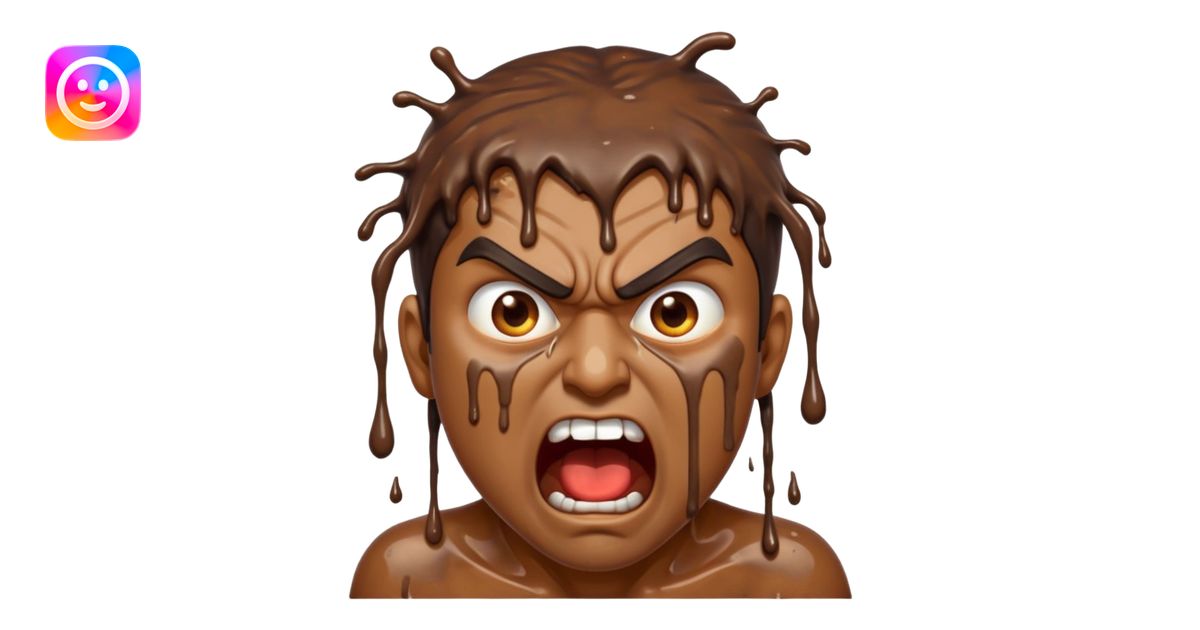 Indian man very dirty with brown slime. Angry screaming with rage emoji ...