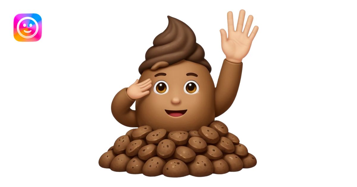 Poop with a hand salute emoji | AI Emoji Generator